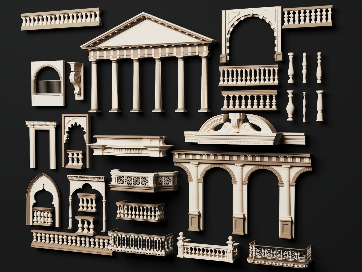 Neoclassical Architectural Elements Pack Model - TurboSquid 2520271