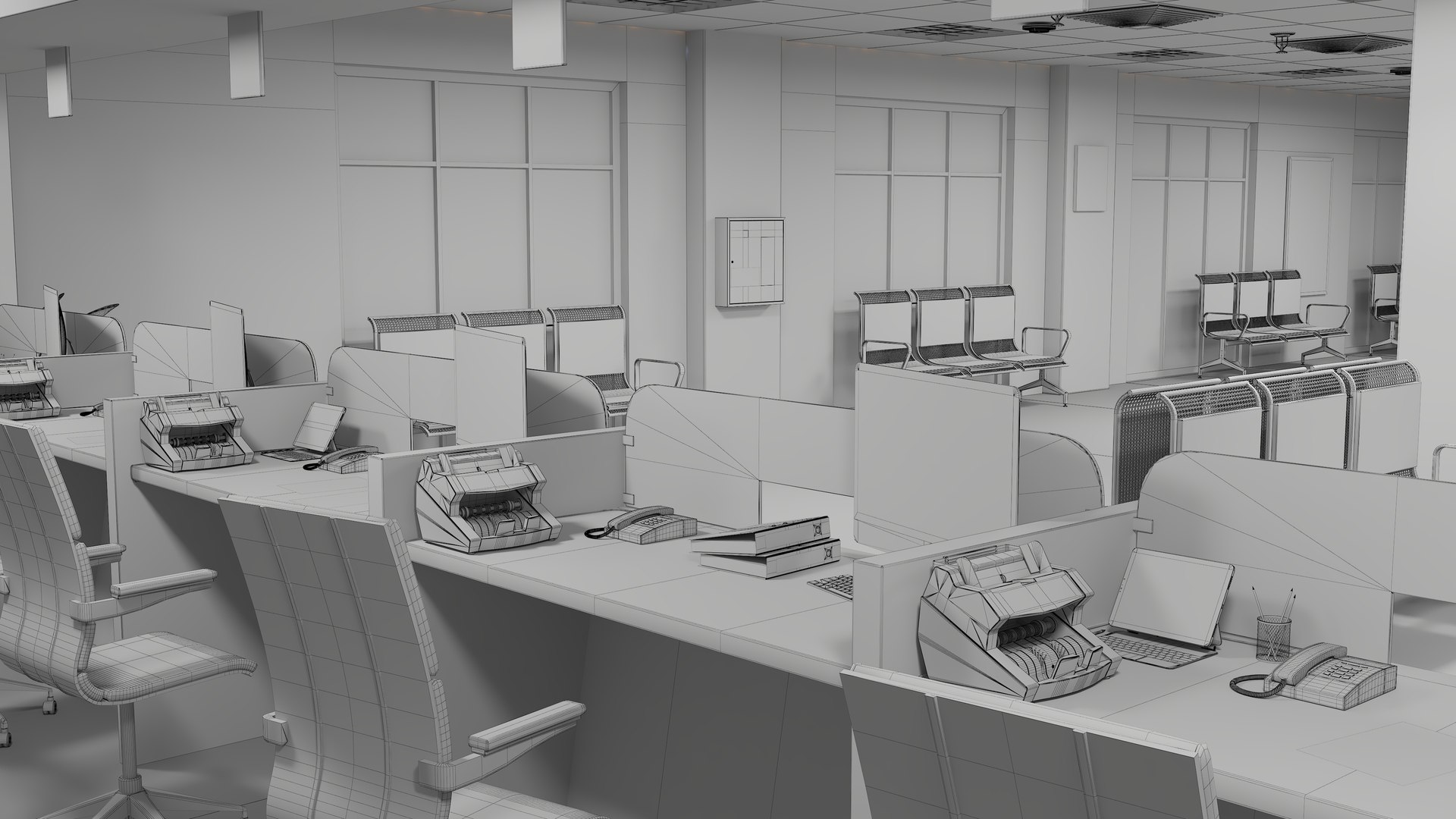 3D Bank Room Interior Model - TurboSquid 2260418