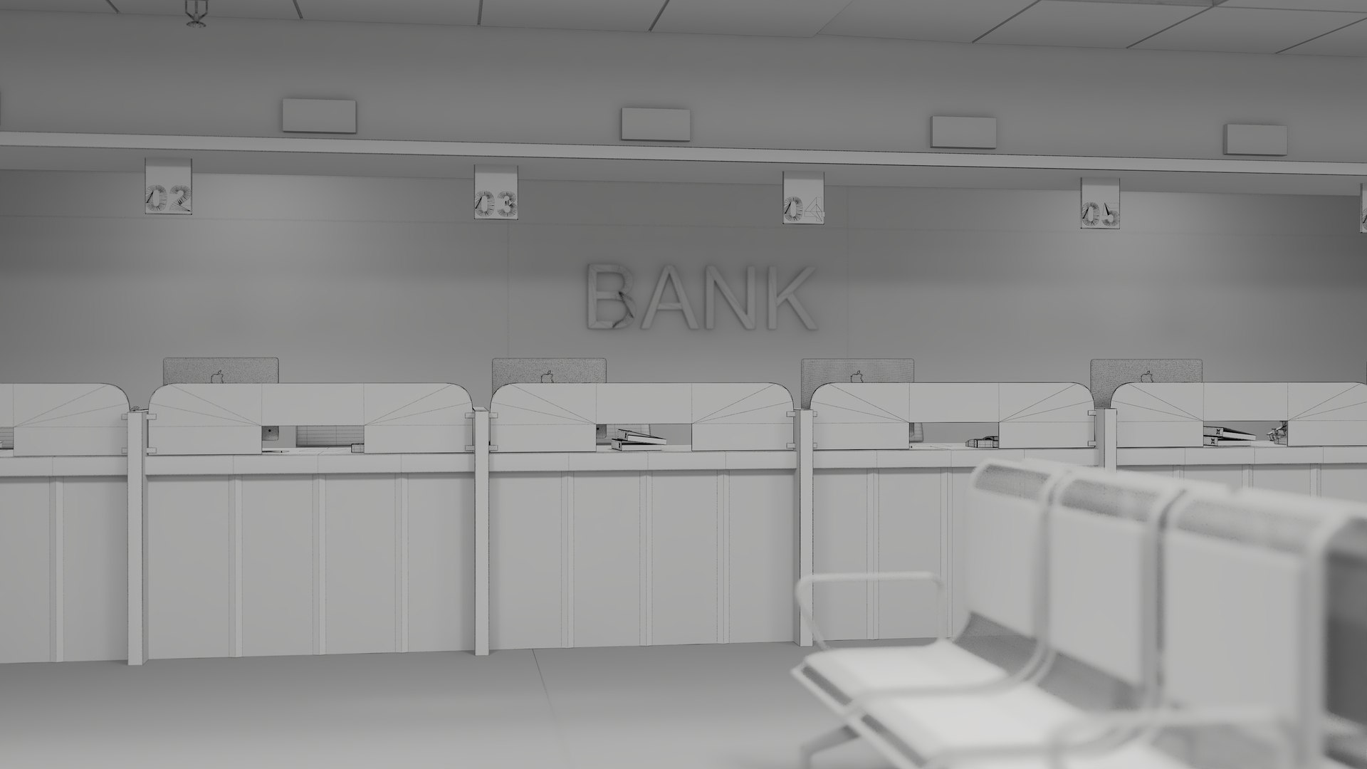 3D Bank Room Interior Model - TurboSquid 2260418