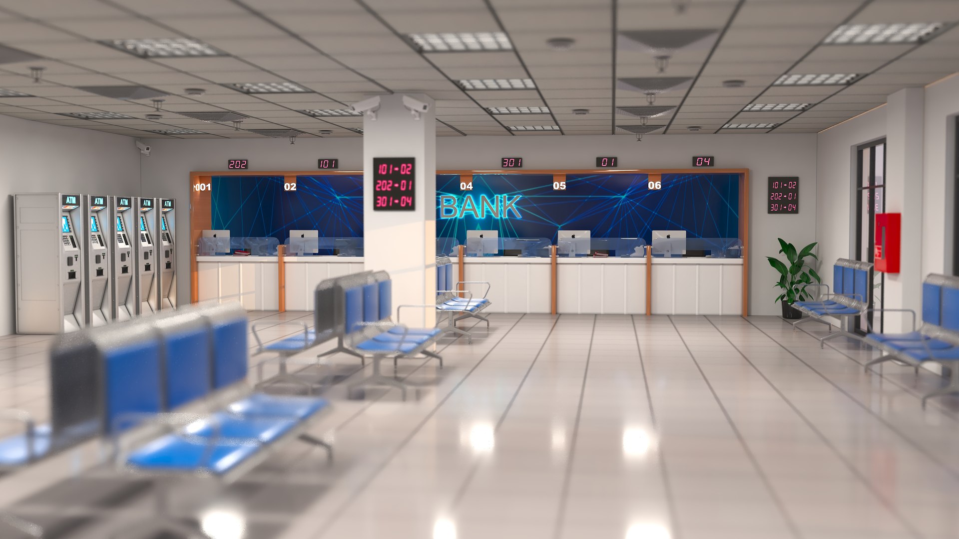 3D Bank Room Interior Model - TurboSquid 2260418