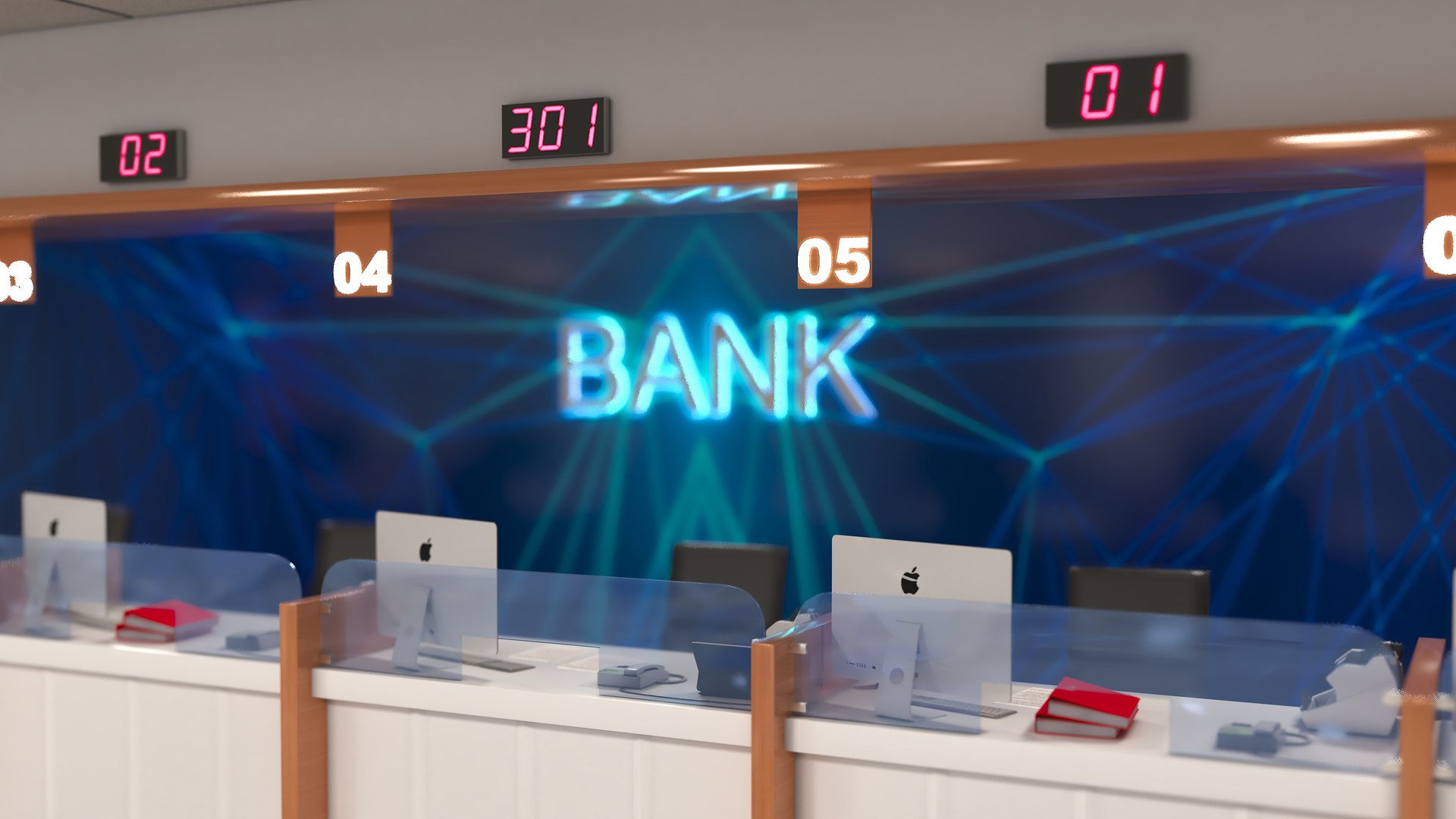 3D Bank Room Interior Model - TurboSquid 2260418