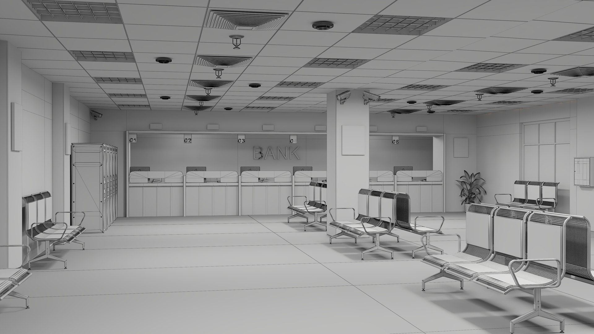 3D Bank Room Interior Model - TurboSquid 2260418