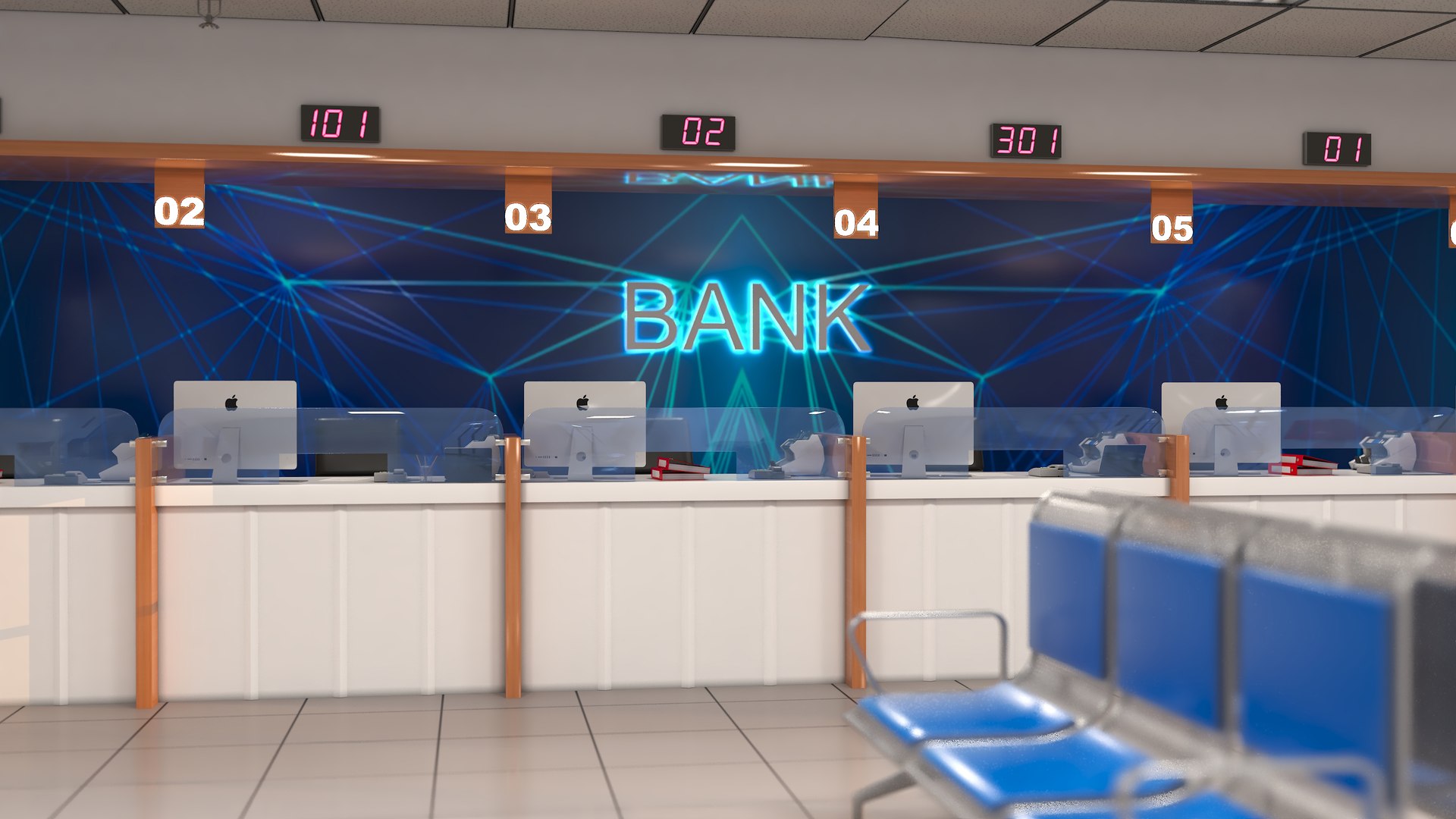 3D Bank Room Interior Model - TurboSquid 2260418