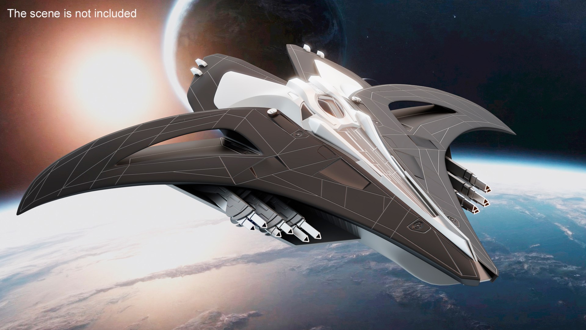 Futuristic Space Fighter Starship Black 3D - TurboSquid 2243492