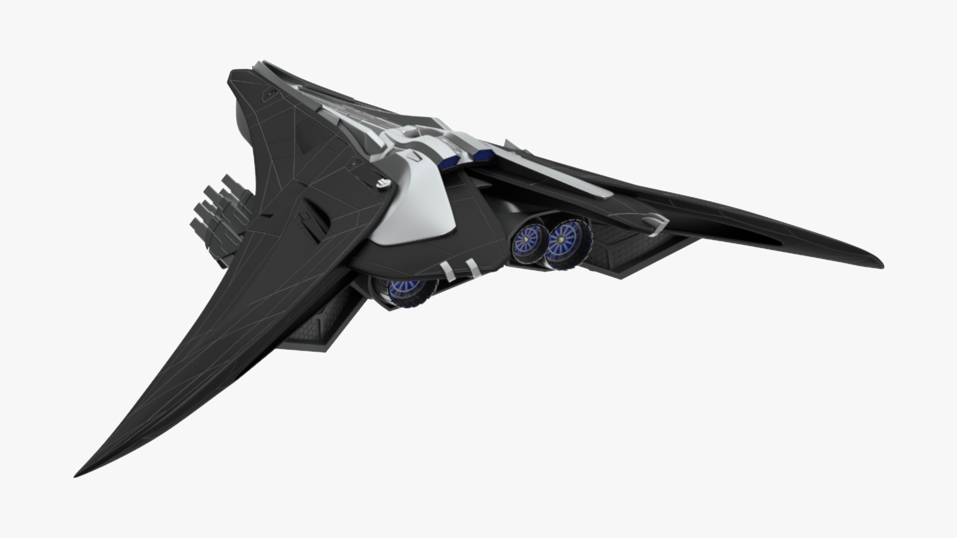 Futuristic Space Fighter Starship Black 3D - TurboSquid 2243492