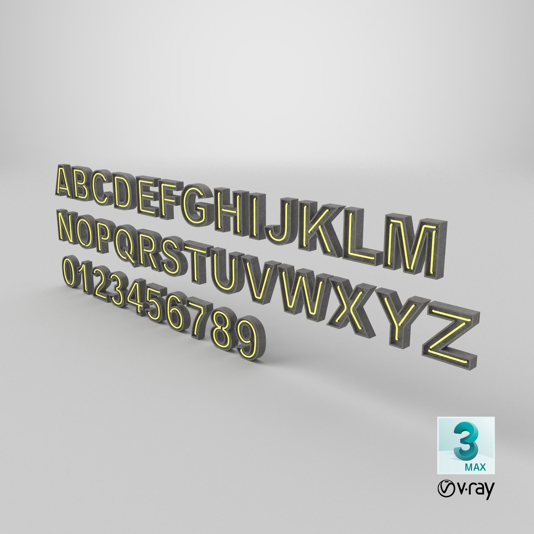 Concrete Letter Neon 3D - TurboSquid 1854060