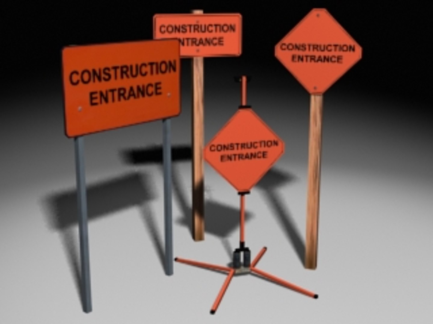 3d Construction Signs Model