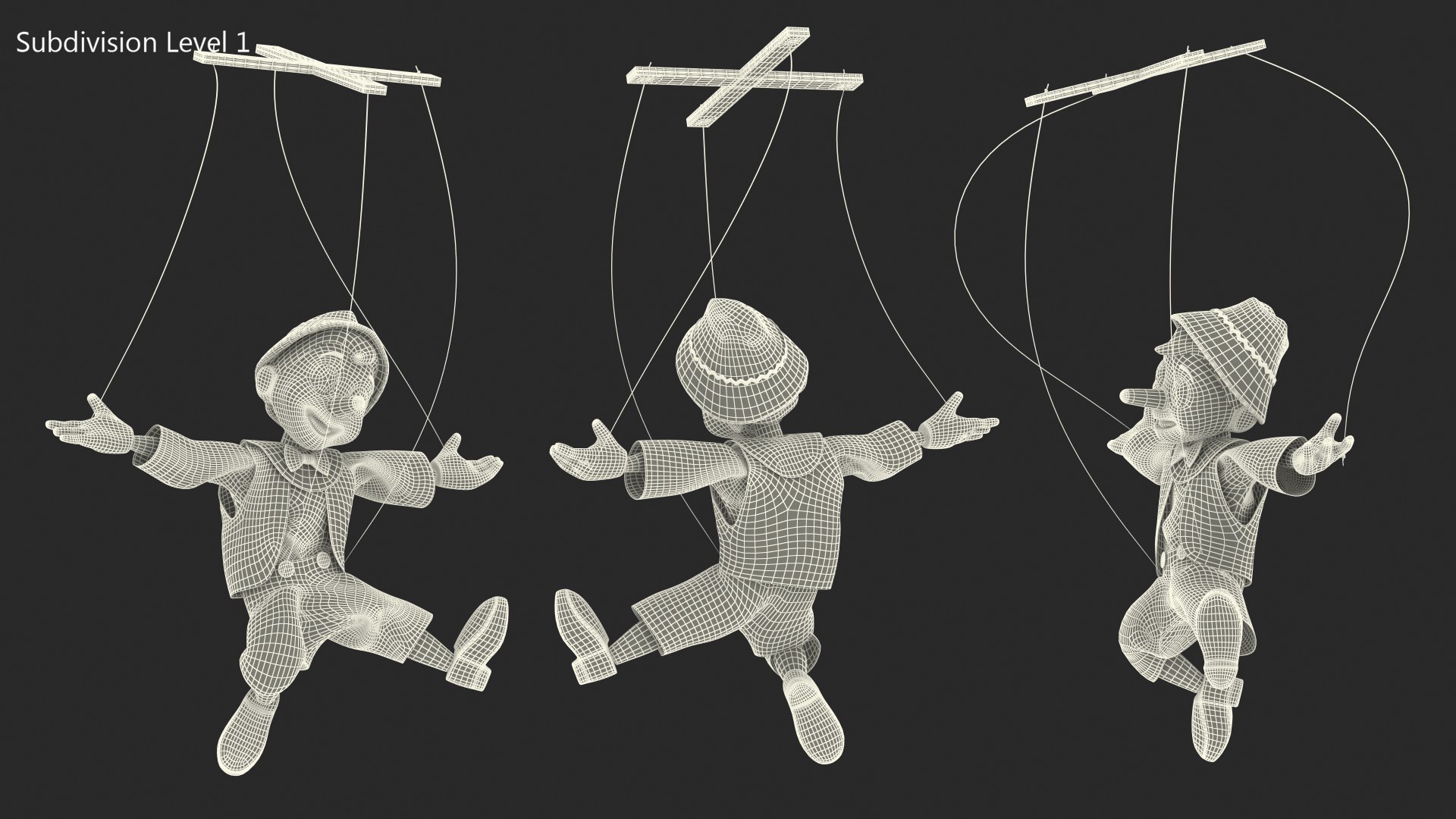 Dancing Pinocchio Wooden String Puppet 3D Model - TurboSquid 2070370