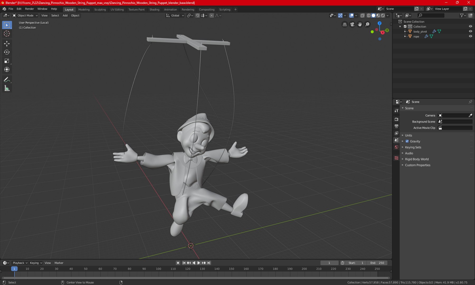 Dancing Pinocchio Wooden String Puppet 3D Model - TurboSquid 2070370