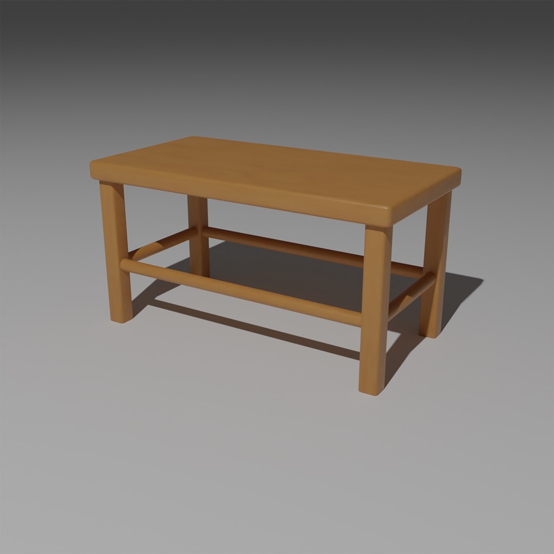 3D Small Wooden Bench - TurboSquid 2204868