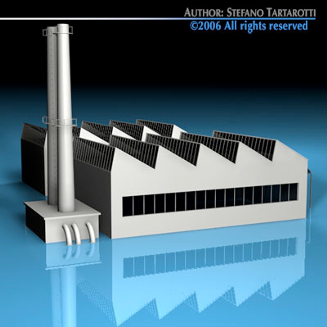 3d Model Of Stilized City Factory Buildings