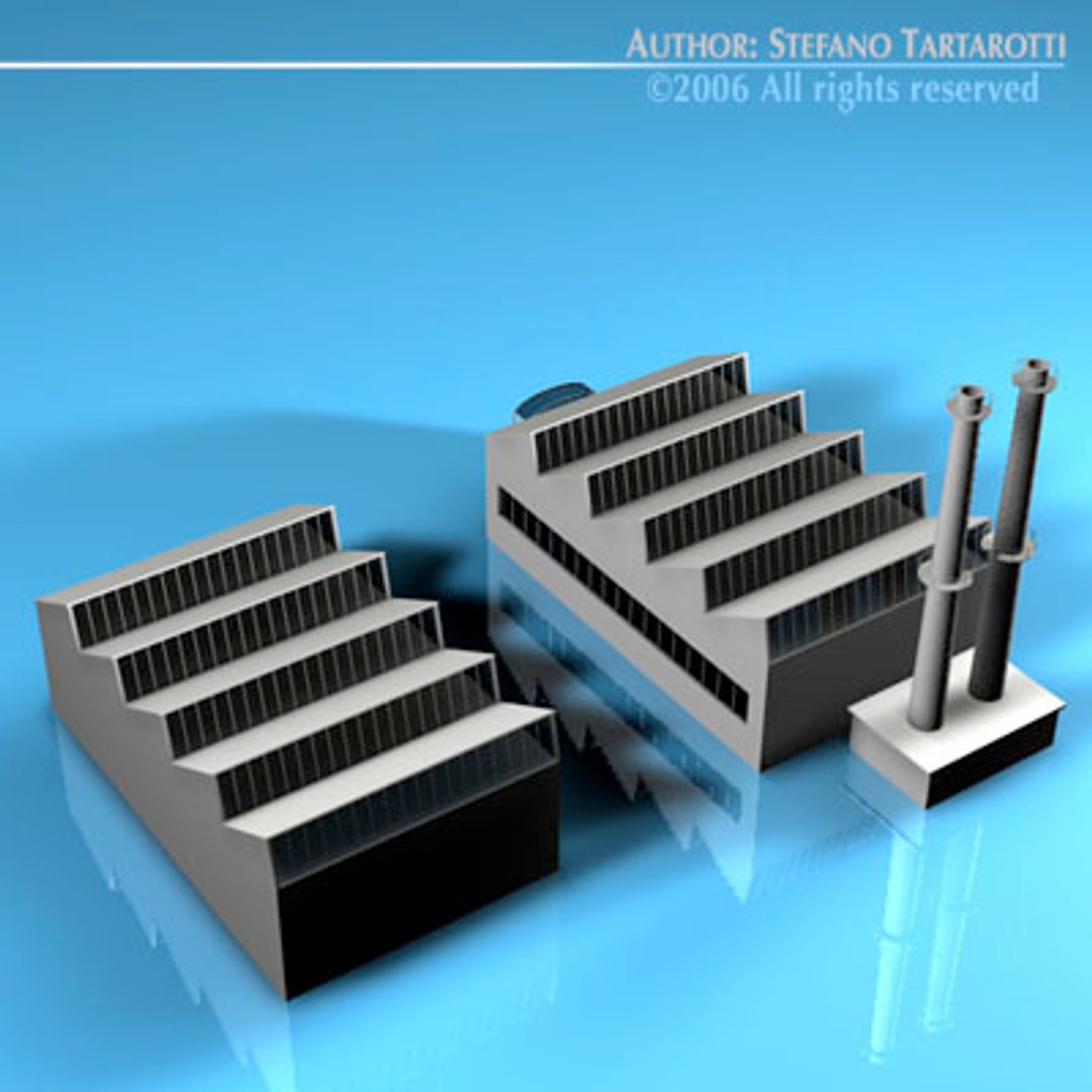 3d Model Of Stilized City Factory Buildings