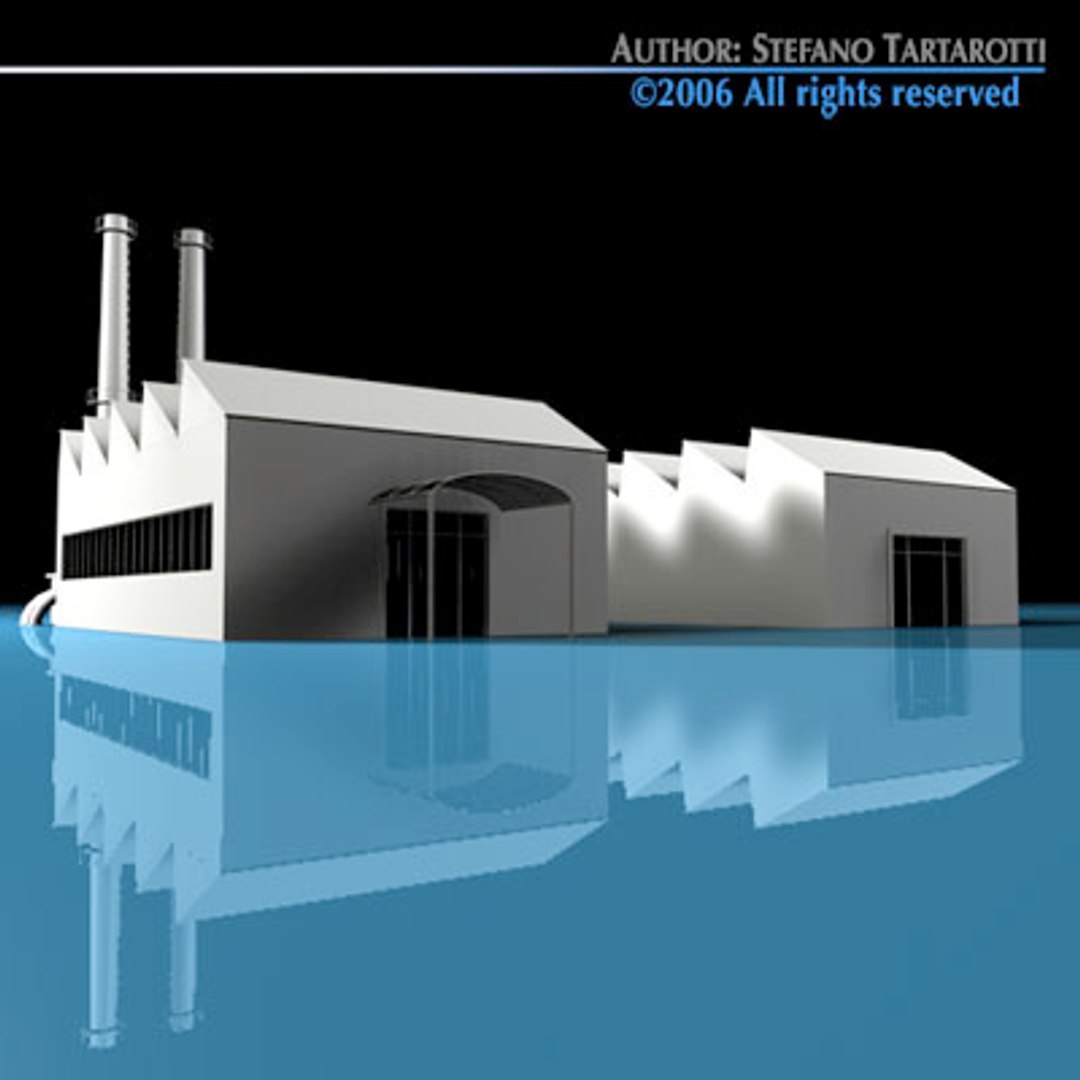 3d Model Of Stilized City Factory Buildings