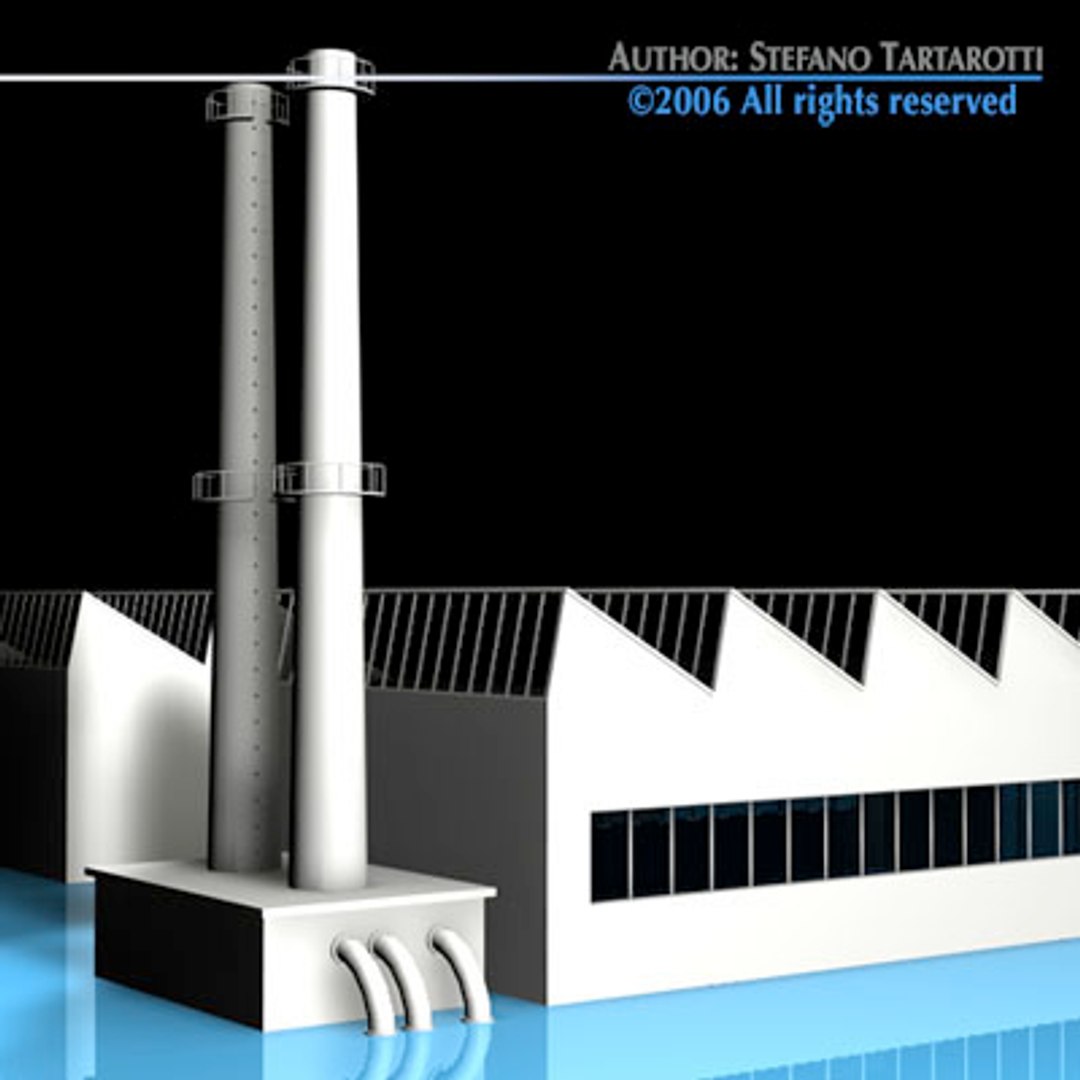 3d Model Of Stilized City Factory Buildings