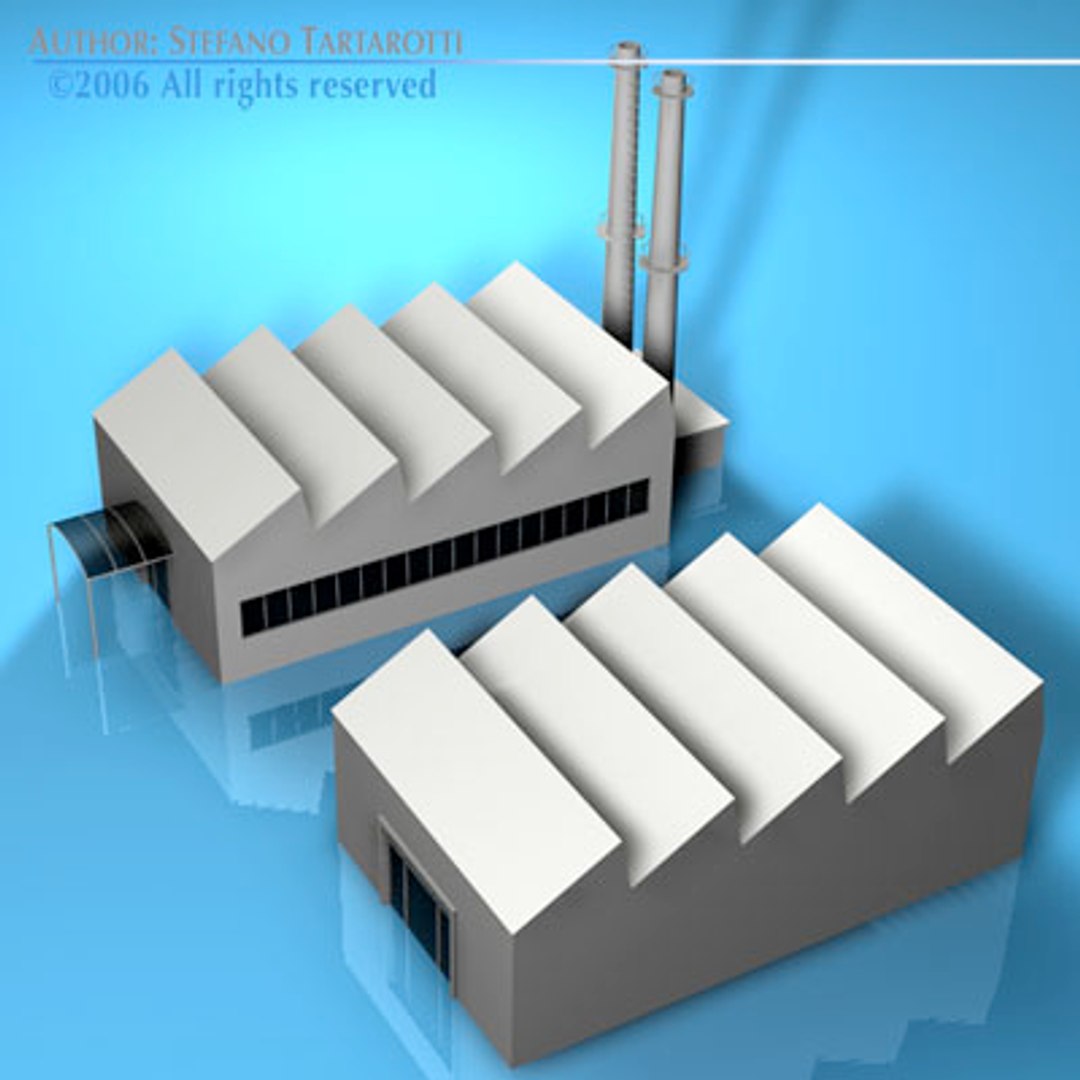 3d Model Of Stilized City Factory Buildings
