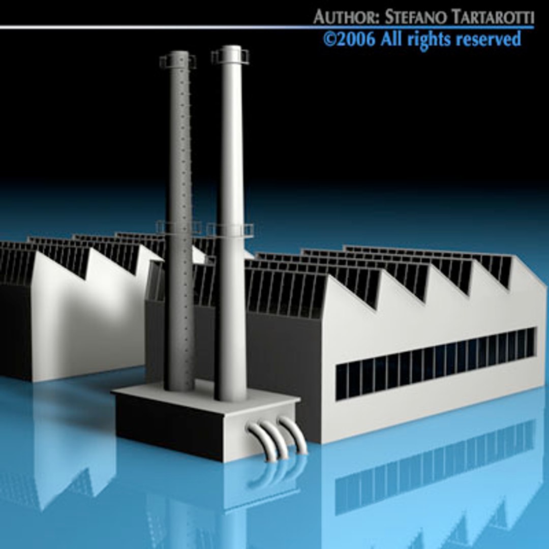 3d Model Of Stilized City Factory Buildings
