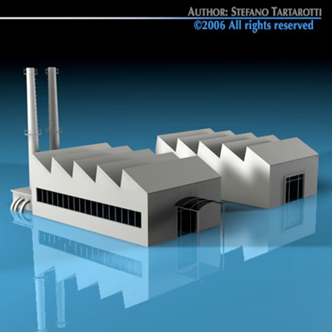 3d Model Of Stilized City Factory Buildings