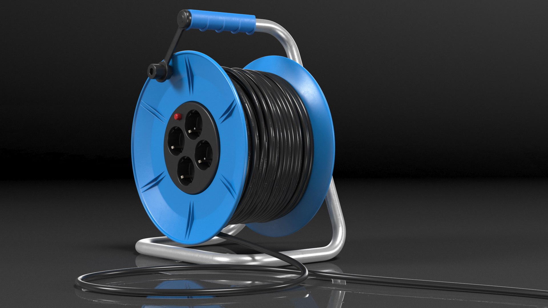 3D Unfolded Power Cable Reel with CEE 7 Outlets model - TurboSquid 1871165