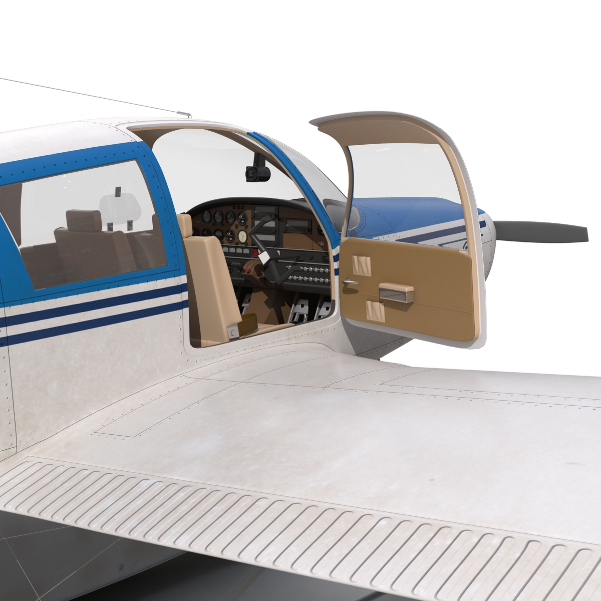 light aircraft piper pa 3d model