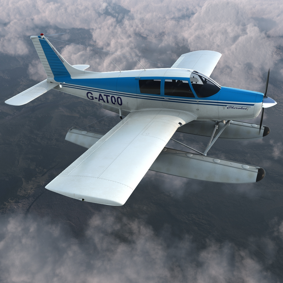light aircraft piper pa 3d model