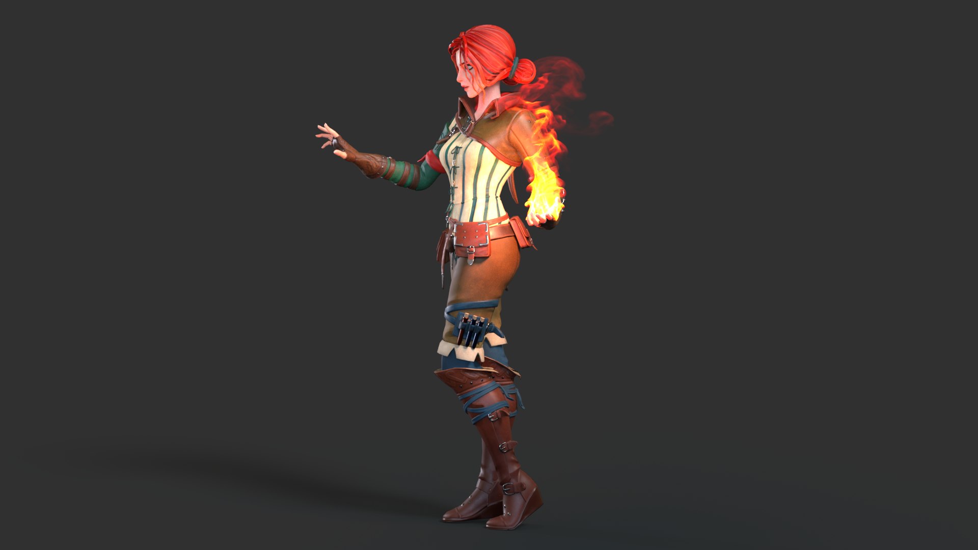 3D Stylized Female Character Fully Rigged Triss Merigold model ...