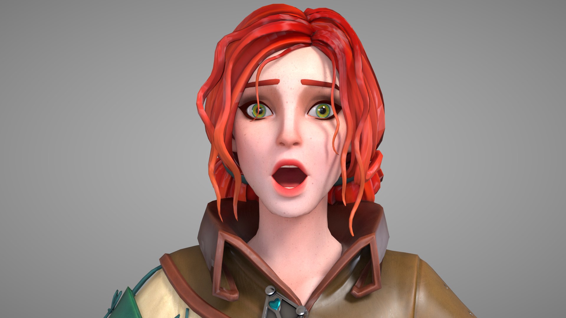 3D Stylized Female Character Fully Rigged Triss Merigold Model ...