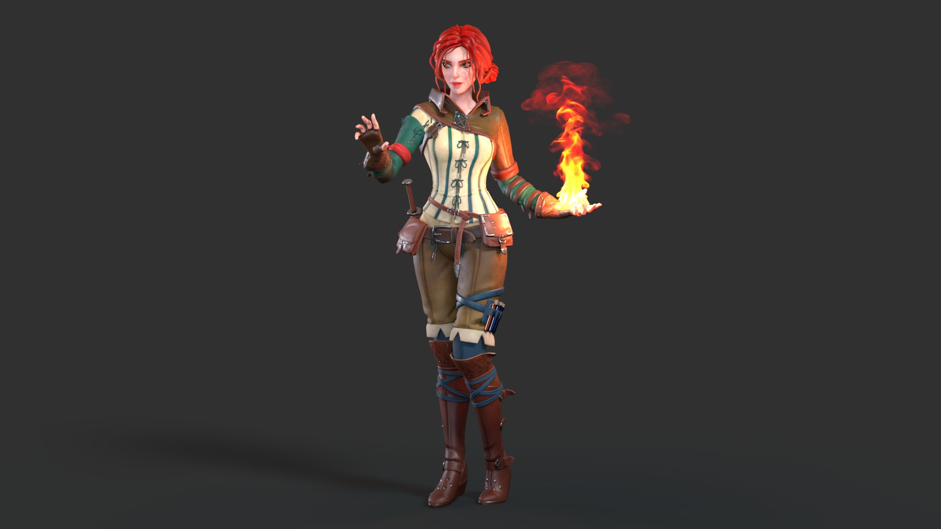 3D Stylized Female Character Fully Rigged Triss Merigold model ...
