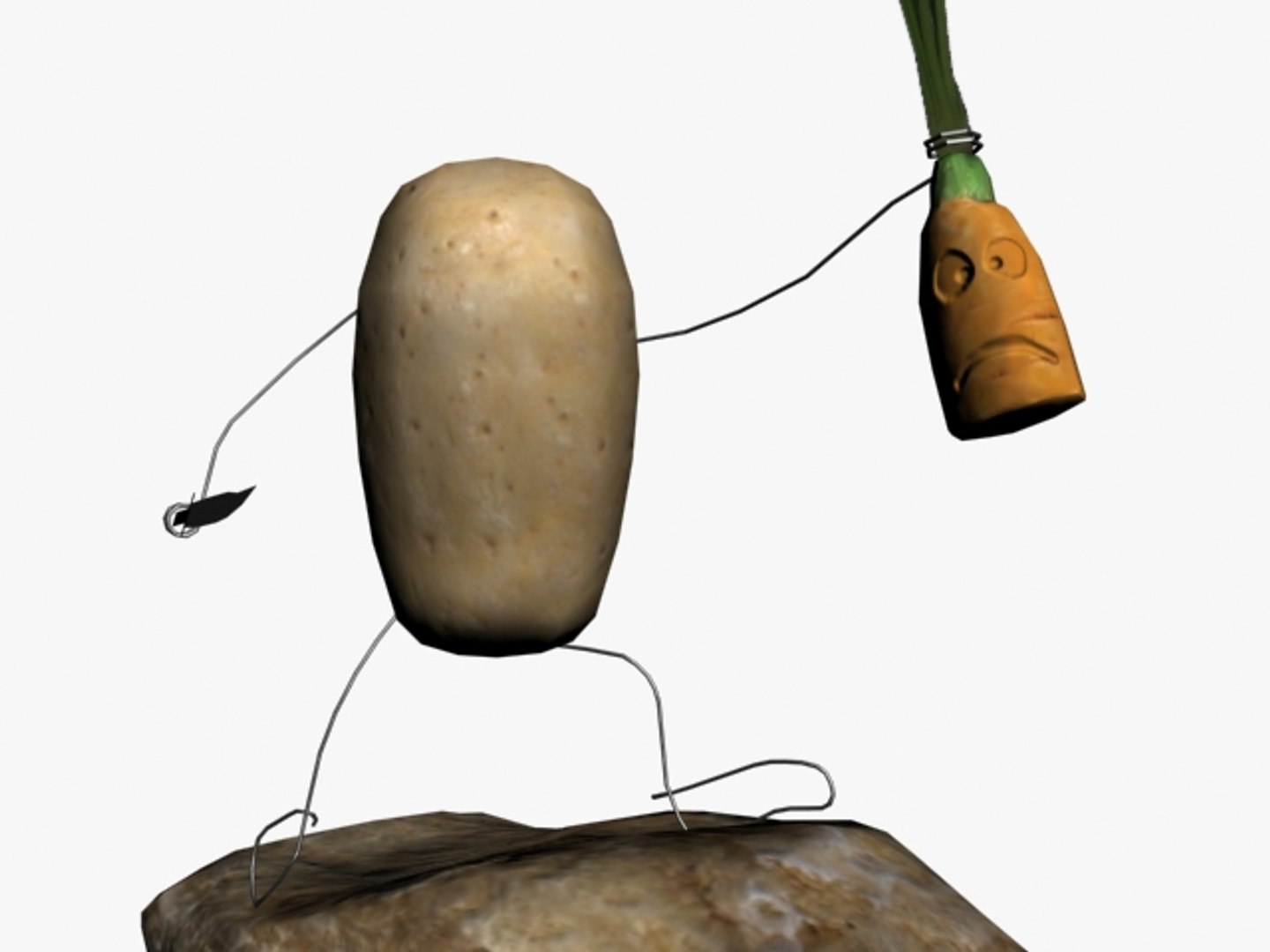 free potato carrot battle 3d model