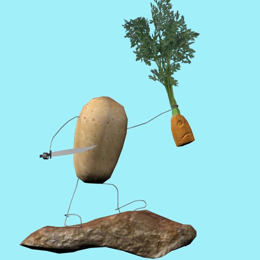 free potato carrot battle 3d model