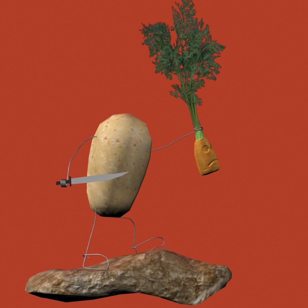 free potato carrot battle 3d model