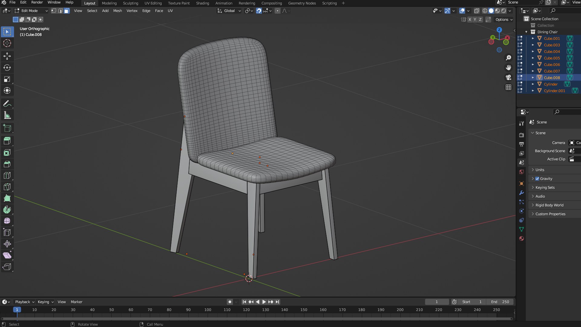 3D model Fabric Seat Dining Chair With Wooden Leg - TurboSquid 2078365