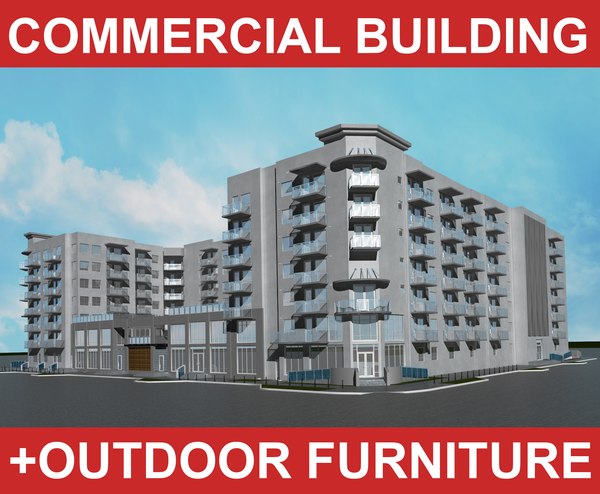 city block commercial building office 3d model