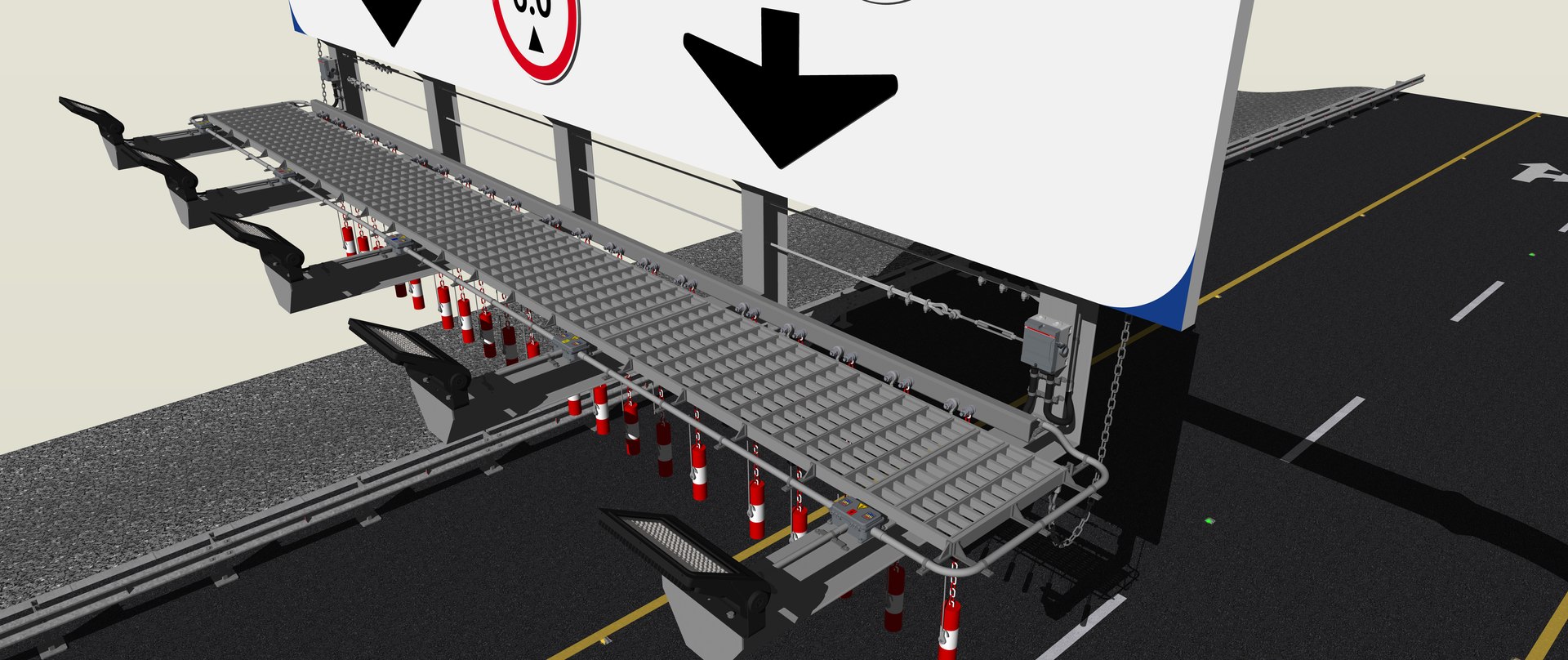 Road Sign Gantry Single and Two Posts model - TurboSquid 1941609