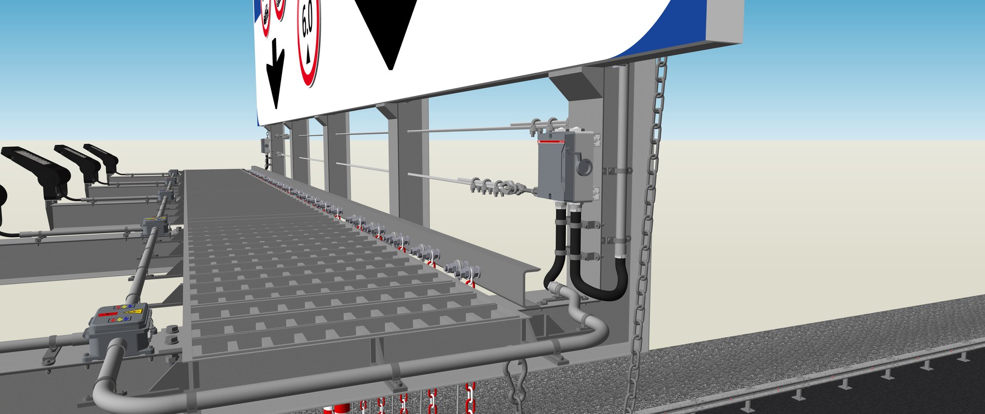 Road Sign Gantry Single and Two Posts model - TurboSquid 1941609