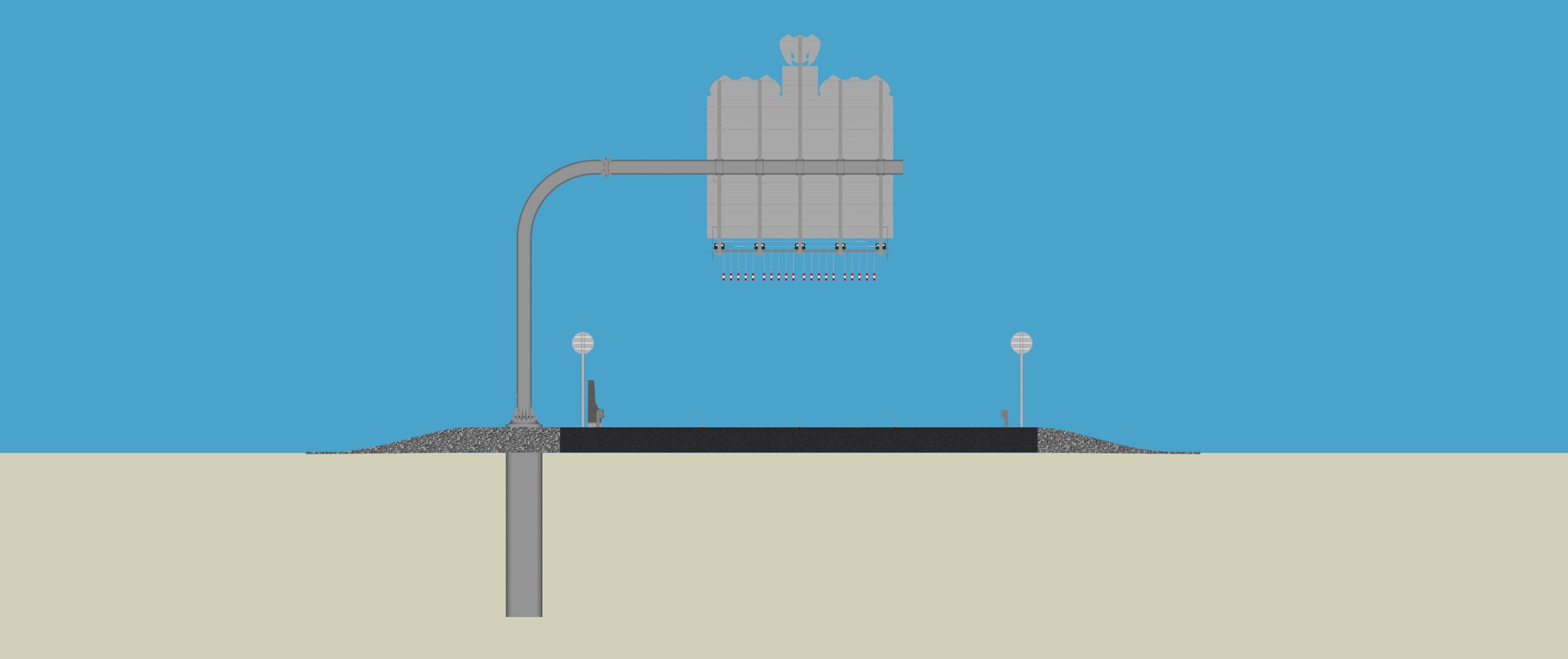 Road Sign Gantry Single and Two Posts model - TurboSquid 1941609