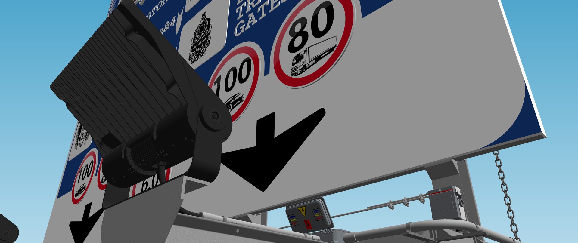 Road Sign Gantry Single and Two Posts model - TurboSquid 1941609