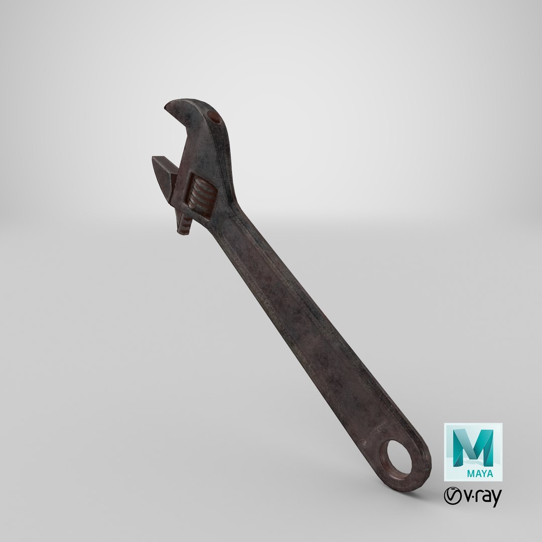 3D Adjustable Wrench Old Rusty - TurboSquid 2122169