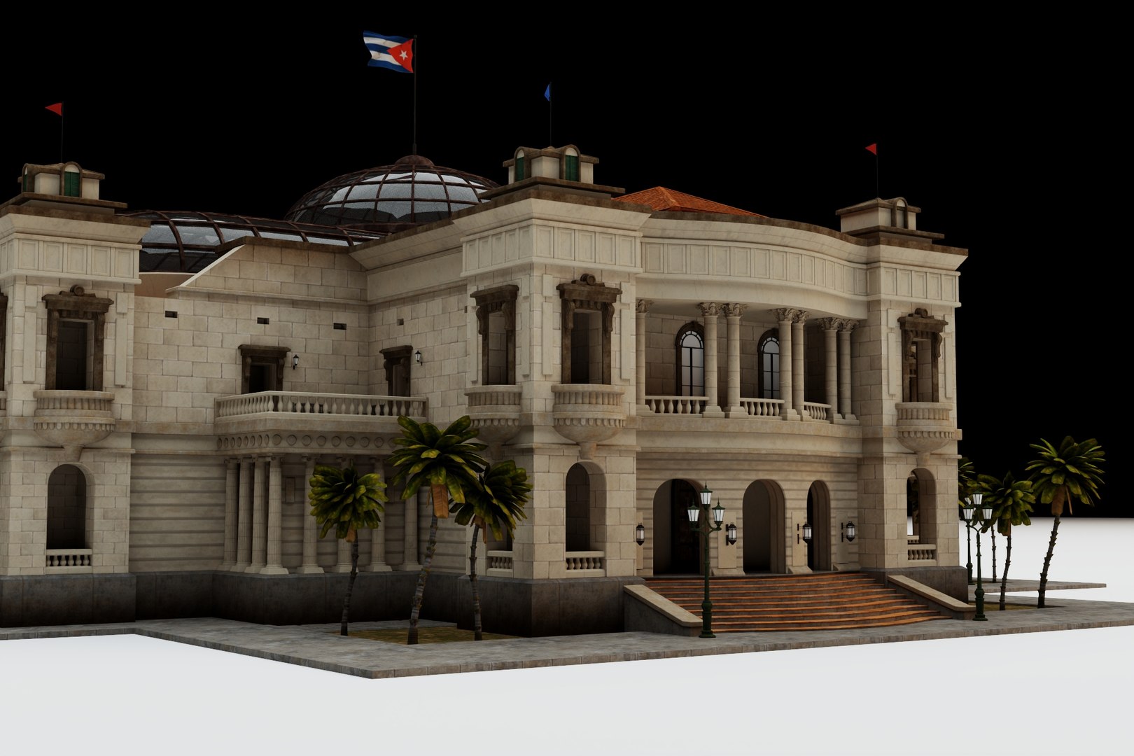 Detailed Malacanang Palace Miniature Glass Dome Model 3D Model ...
