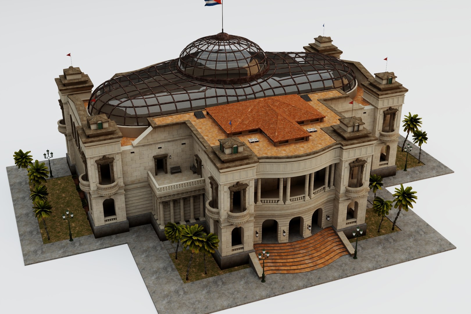Detailed Malacanang Palace Miniature Glass Dome Model 3D Model ...