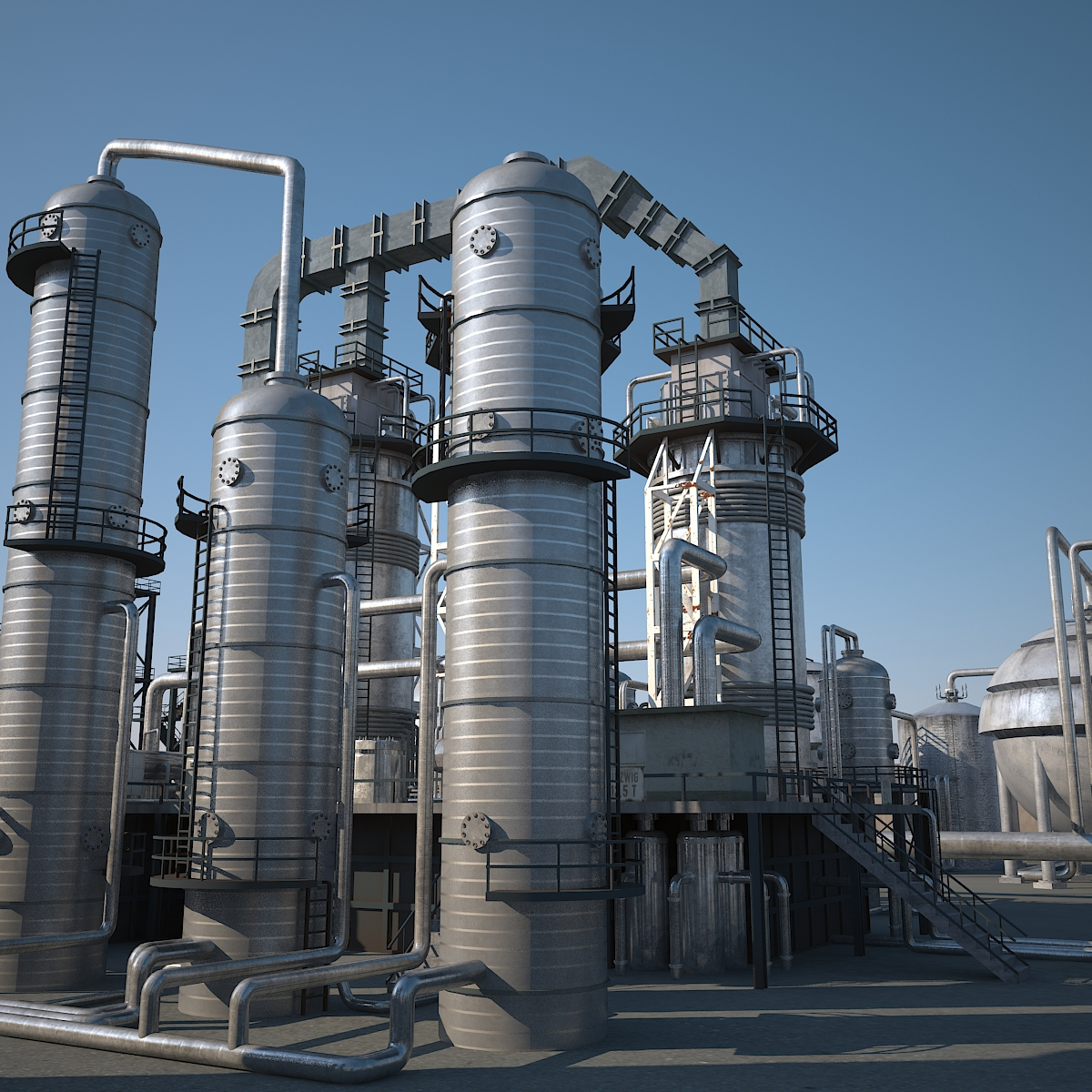 3d model industrial refinery port