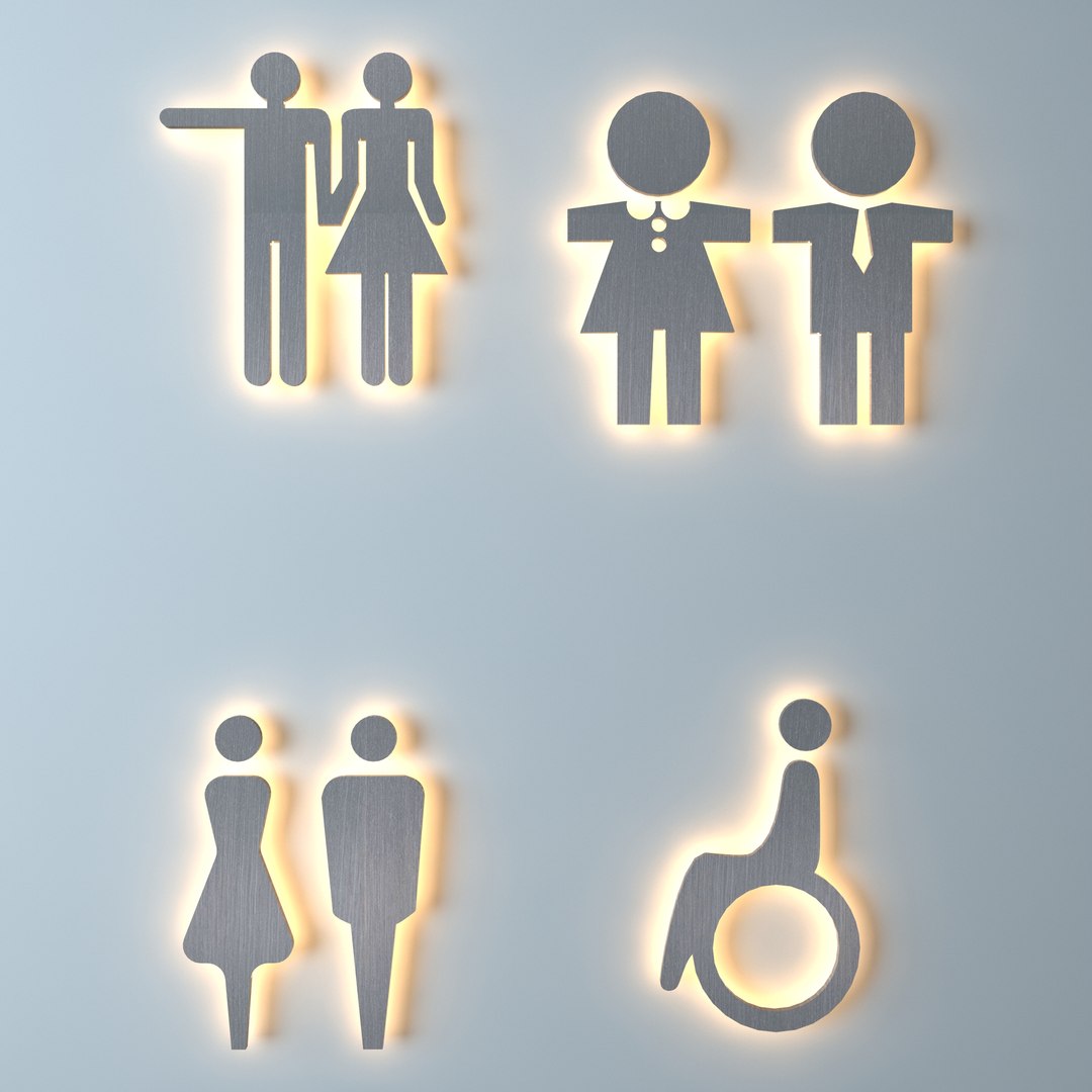 3D Toilet Sign Model - TurboSquid 1785528