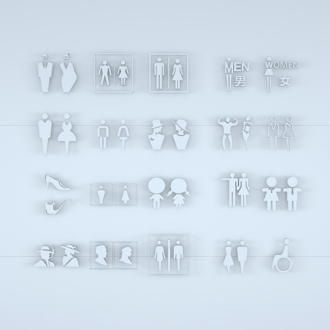 3D Toilet Sign Model - TurboSquid 1785528