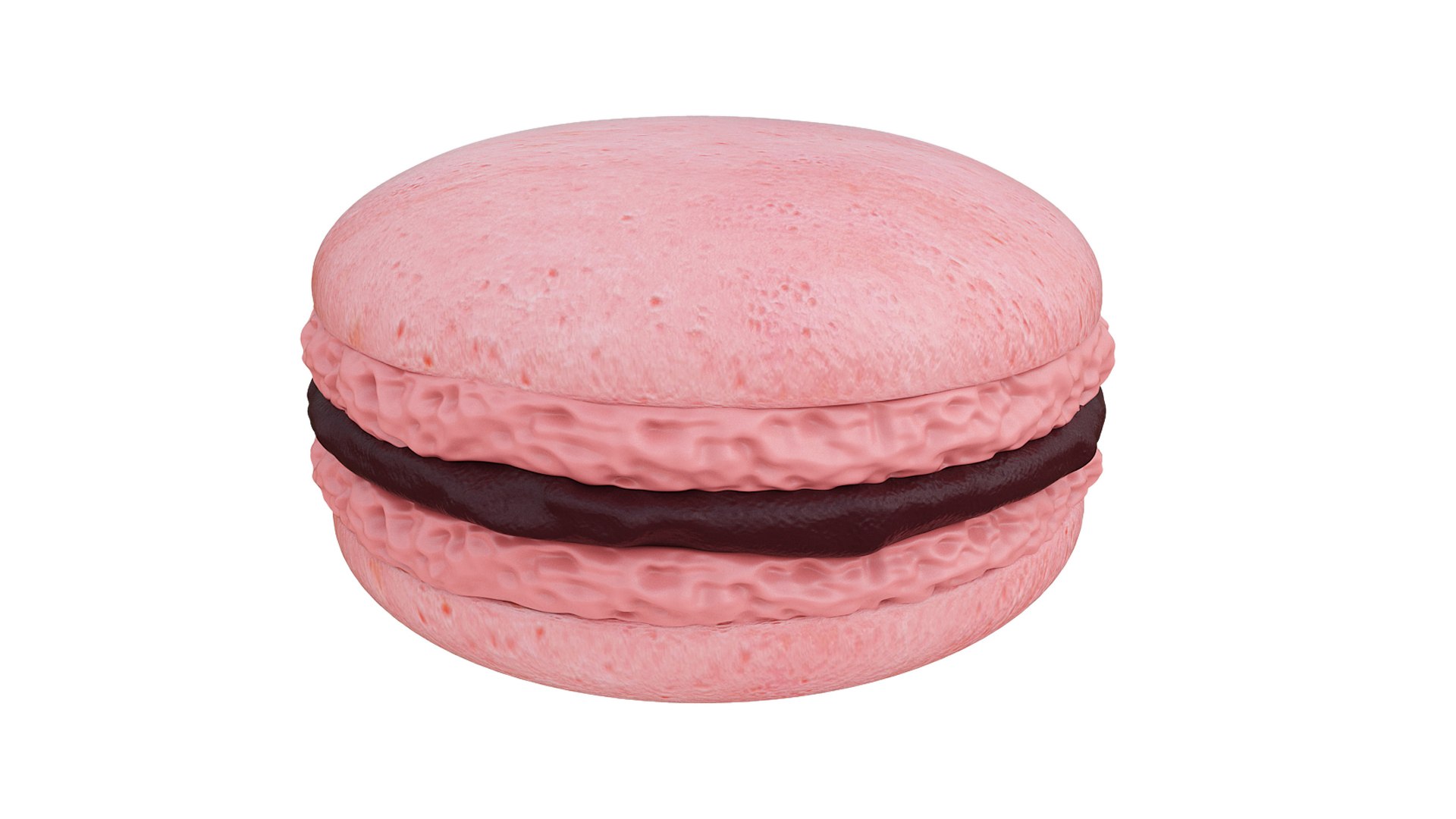 3D Pink macaroon with chocolate cream - TurboSquid 1899528