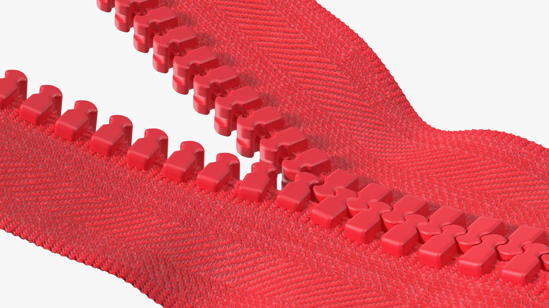 3D Opened Zipper Without Slider Red - TurboSquid 1793867