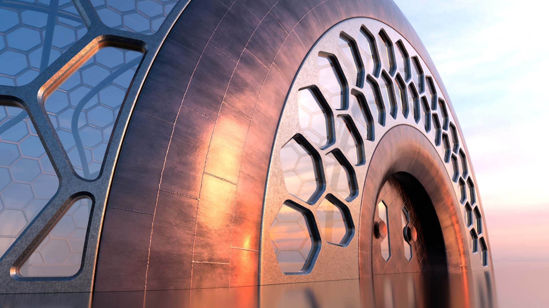 Sci-Fi Glass Dome With Hexagon Windows Model - TurboSquid 2272981