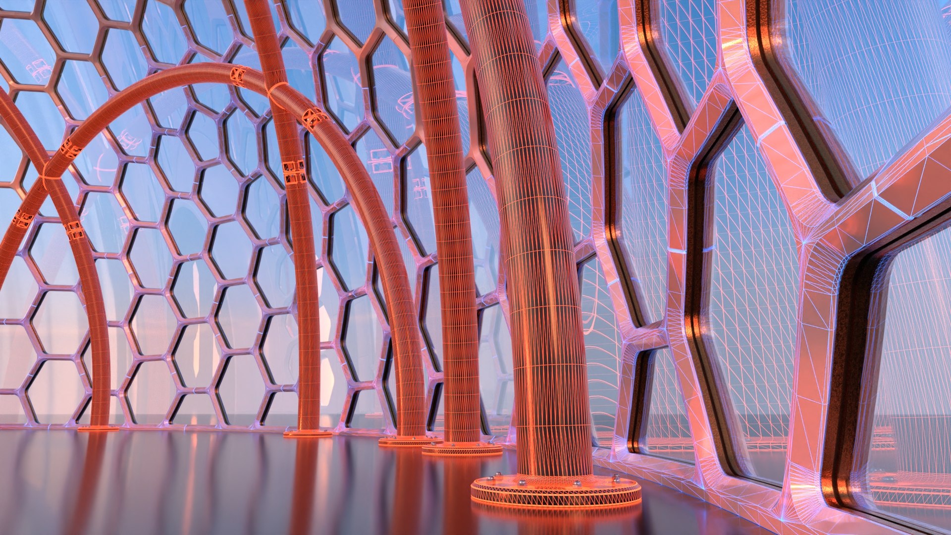 Sci-Fi Glass Dome With Hexagon Windows Model - TurboSquid 2272981