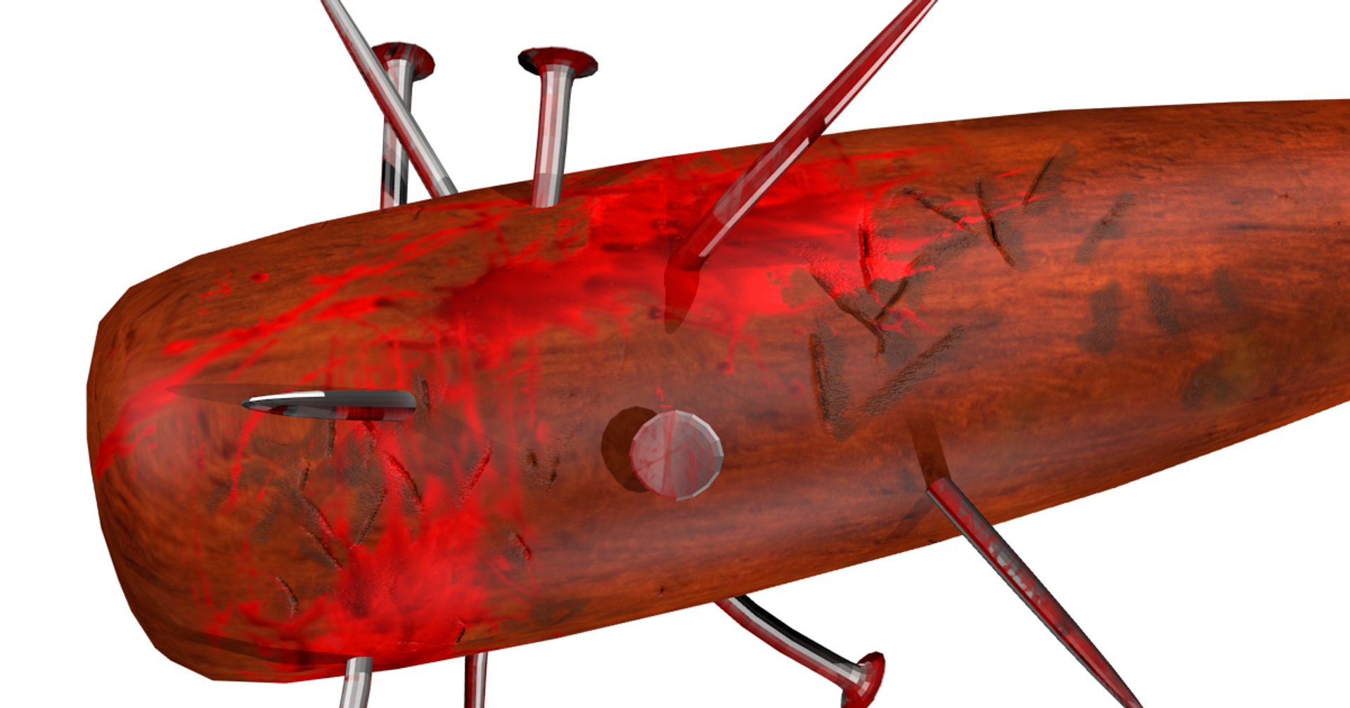 3d bloody baseball bat model