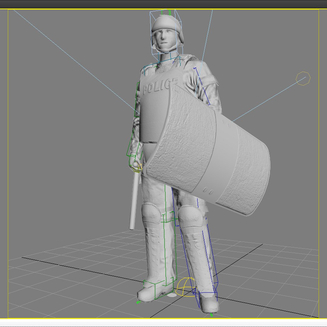 3d model rigged riot police officer