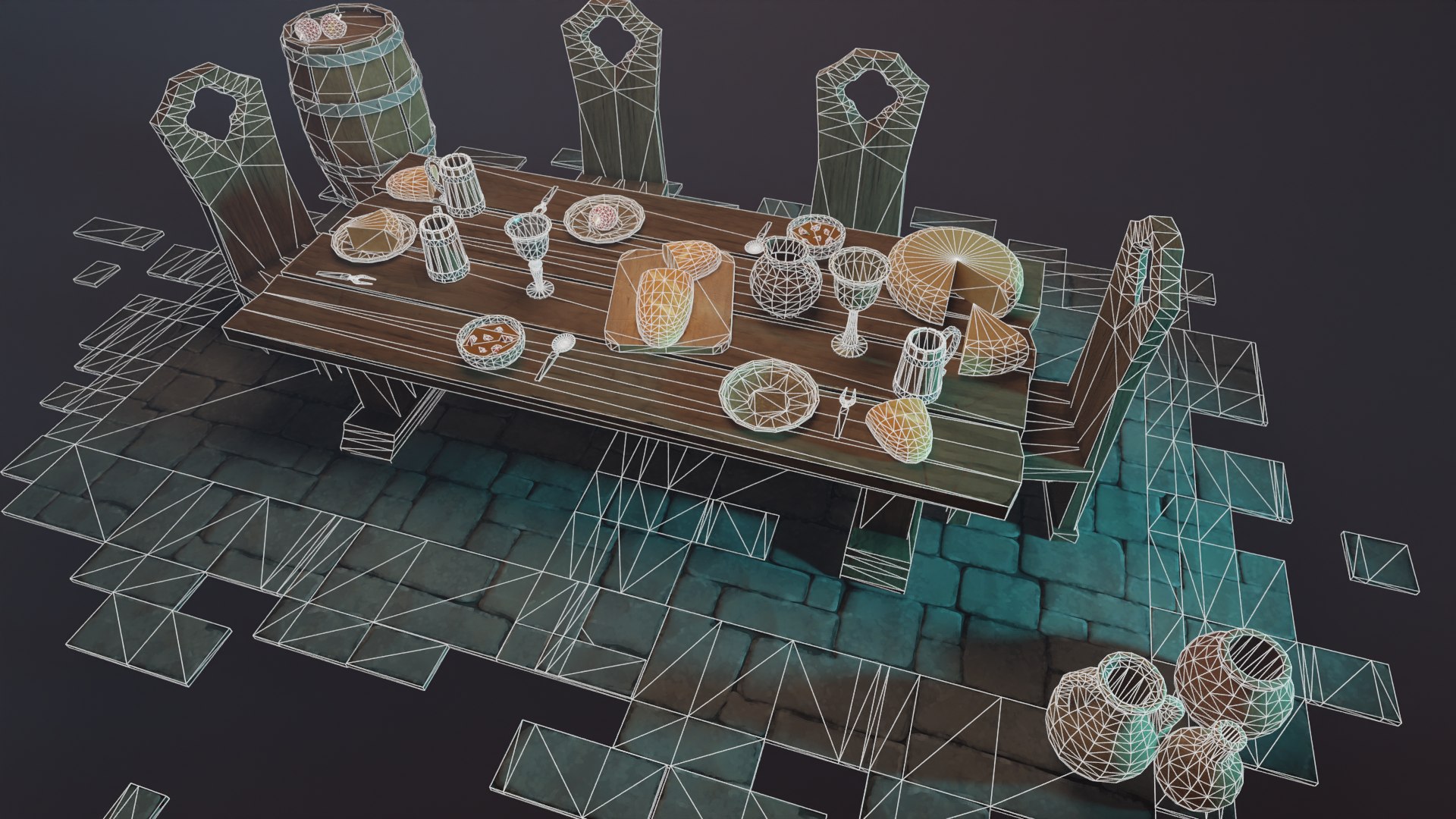 Medieval Laid Table Scene Asset 3D model - TurboSquid 2139438