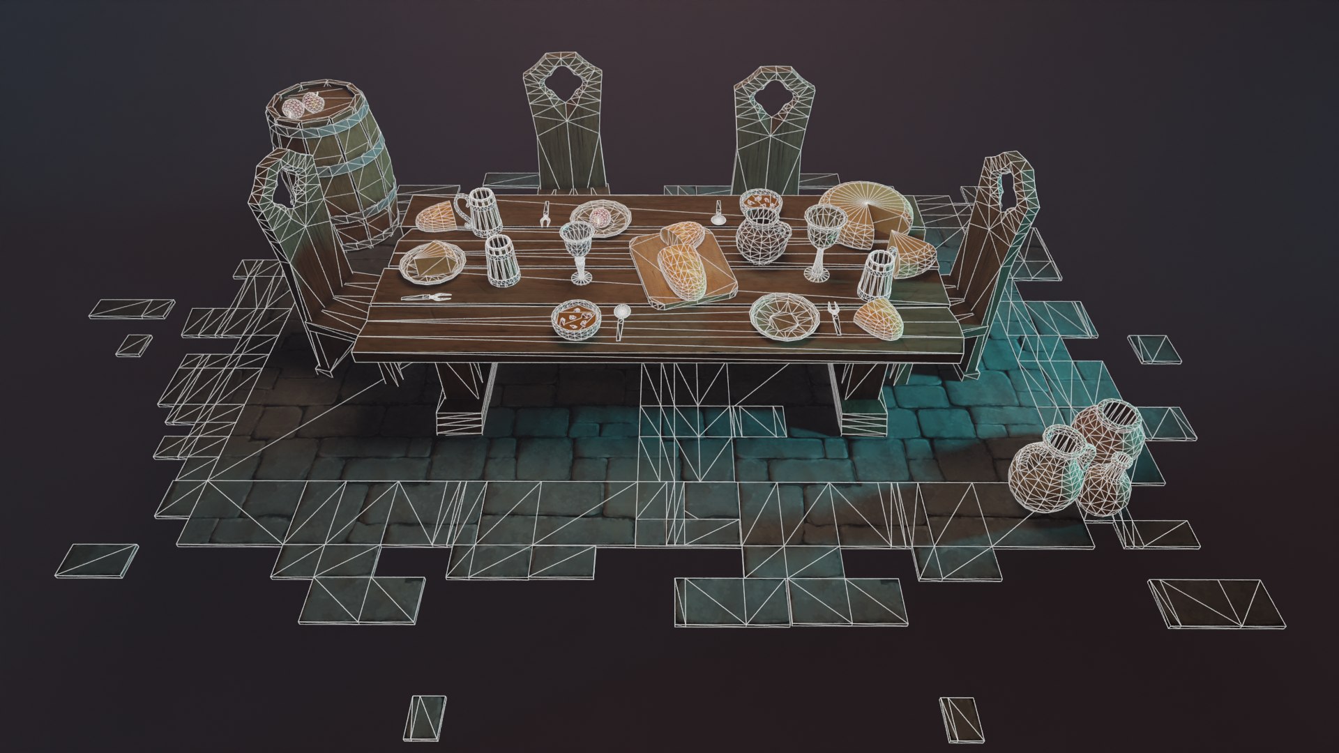 Medieval Laid Table Scene Asset 3D Model - TurboSquid 2139438